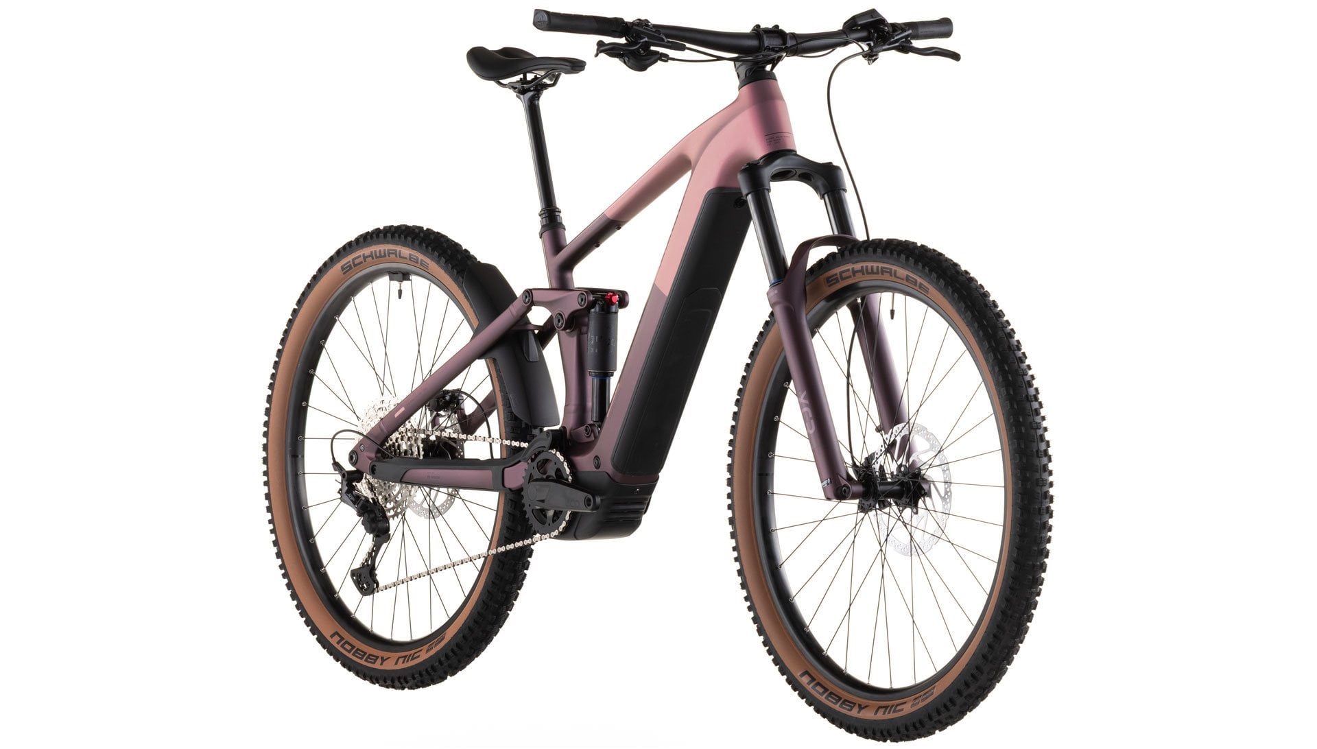 2026 Cube Stereo Hybrid ONE44 PRO 800 Electric Full Suspension Mountain Bike In Shift Blush & Raisin