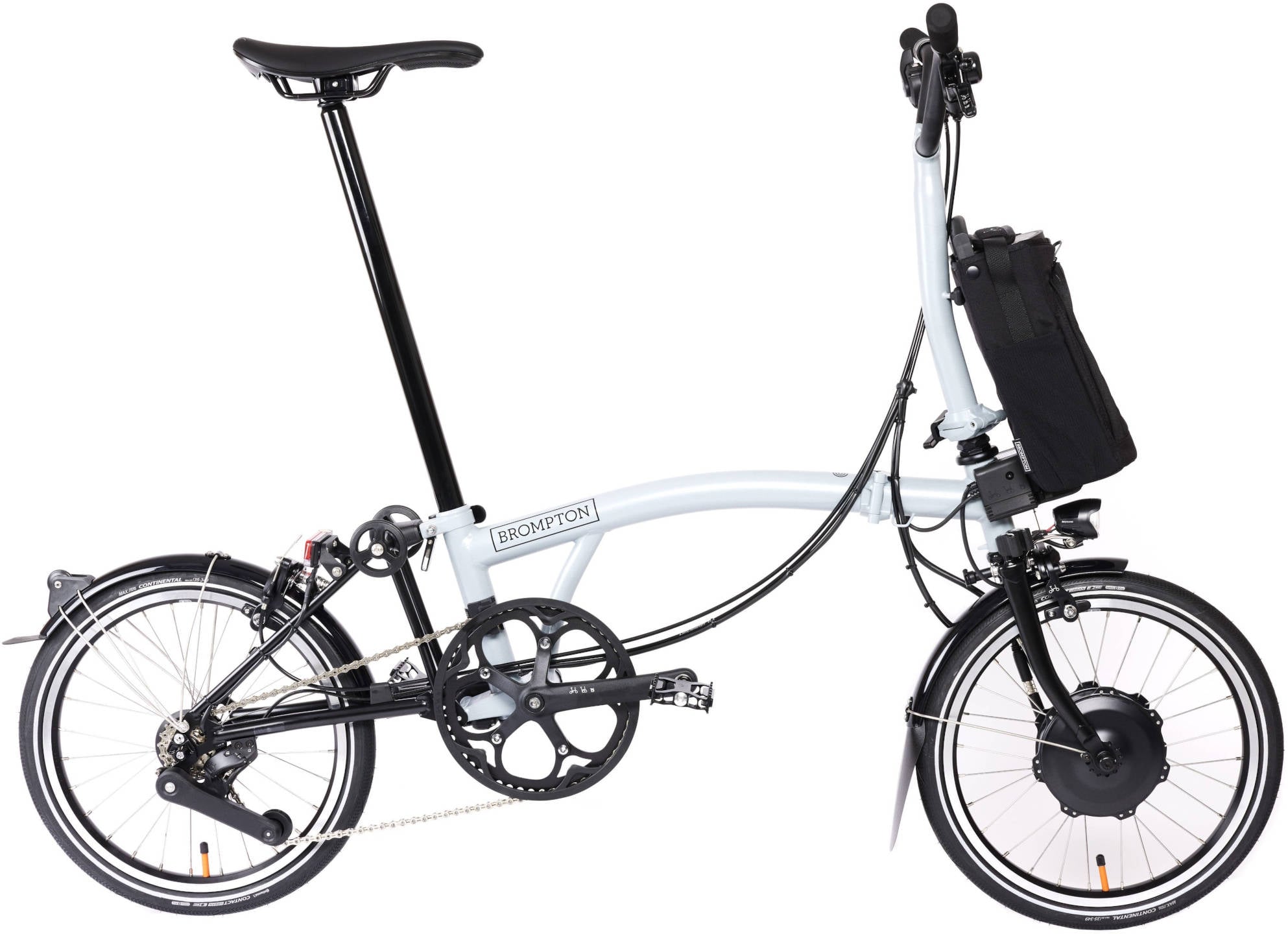 2025 Brompton Electric P Line Explore Mid 12 Speed Electric Folding Bike In Lunar Ice & Matt Black